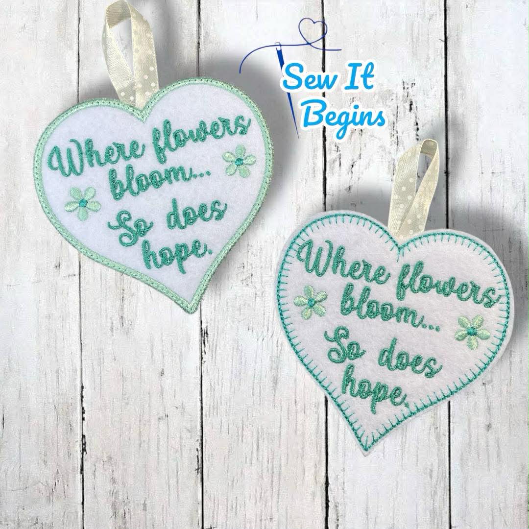 Where Flowers Bloom Hope 4" Heart Decorations Set of 2 - Digital Downl ...