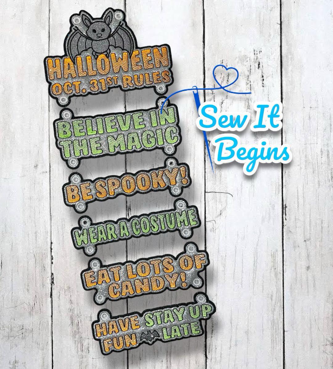 Halloween Rules Large Hanging Sign 5x7 - Digital Download – Sew it ...