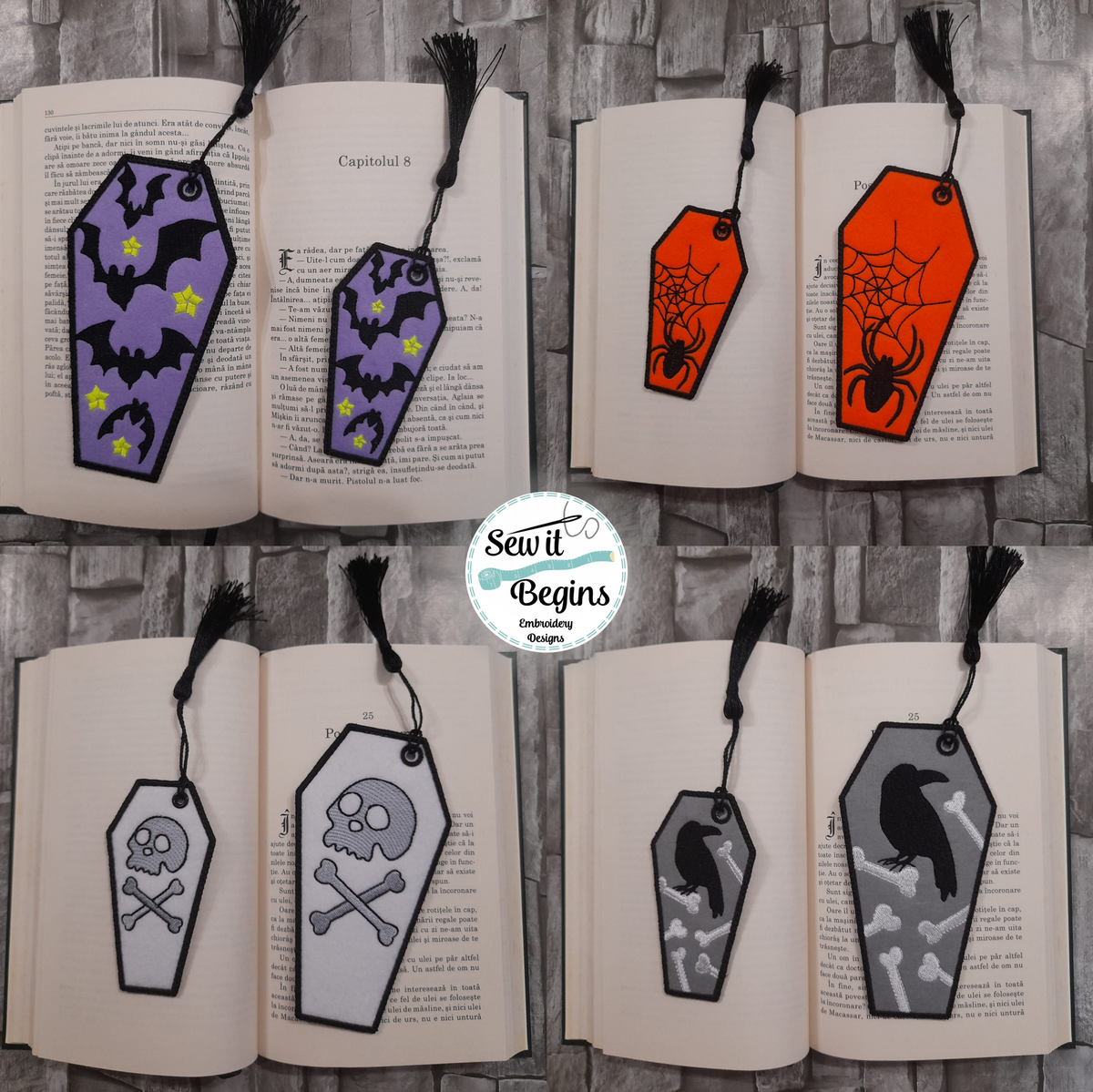 Halloween Coffin Bookmark Set of 8 Designs - Digital Download – Sew it ...