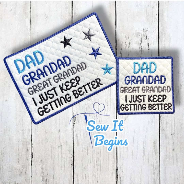 Dad, Grandad, Great Grandad Getting Better Coaster & Mug Rug Designs ...