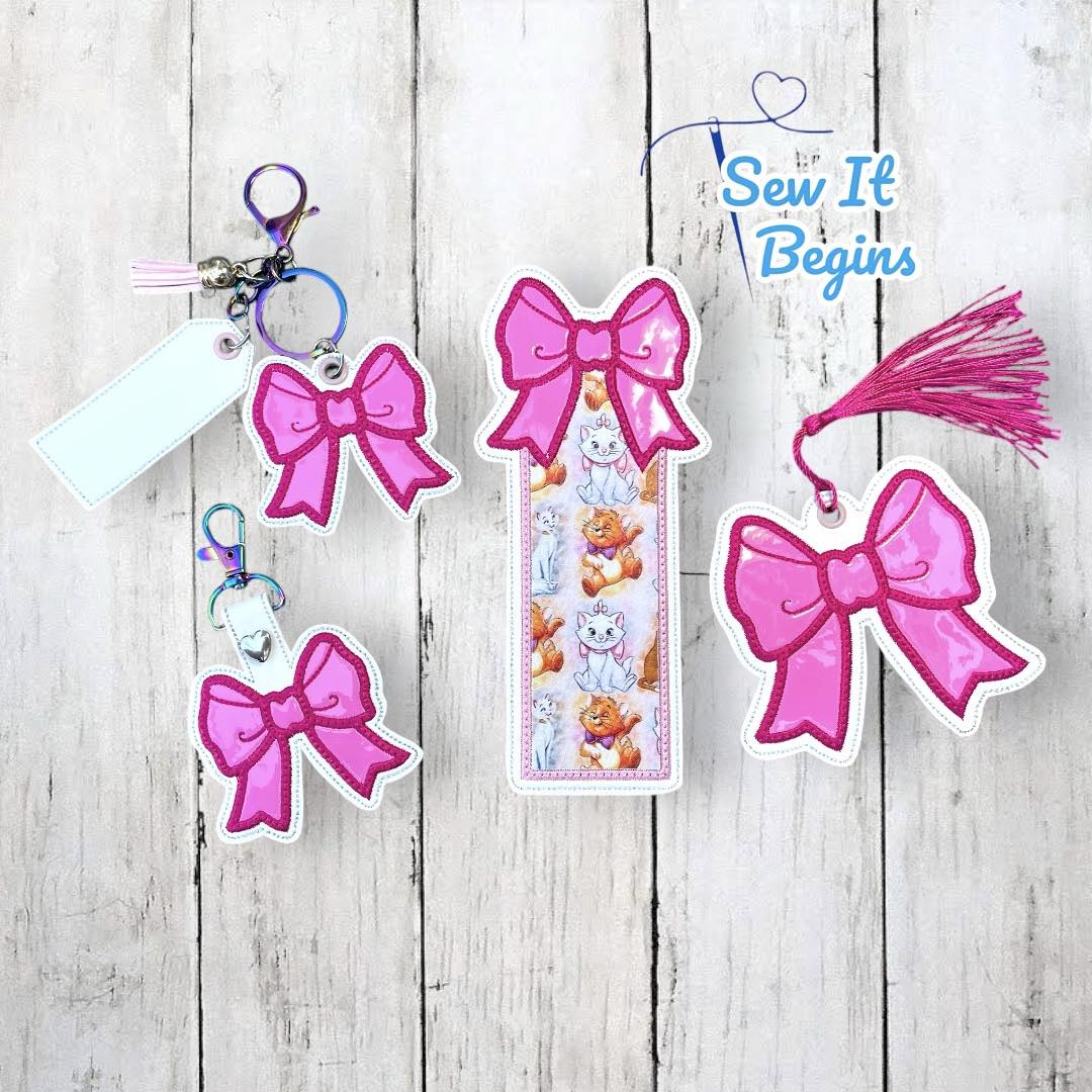 Beautiful Applique Bow Book Mark and Key Fob Set - Digital Design – Sew ...