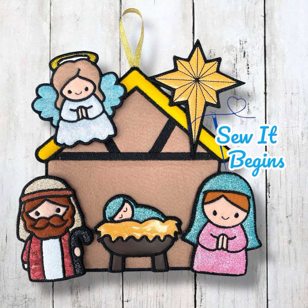 Chunky Kawaii Nativity Applique Decorations Set of 6 Designs - Digital ...