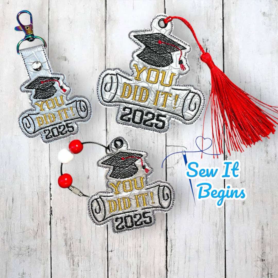 2025 You Did It! Graduation Snap Tab, Eyelet Fob and Book Mark Designs ...