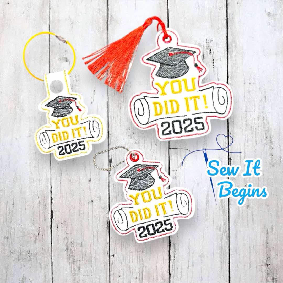 2025 You Did It! Graduation Snap Tab, Eyelet Fob and Book Mark Designs ...