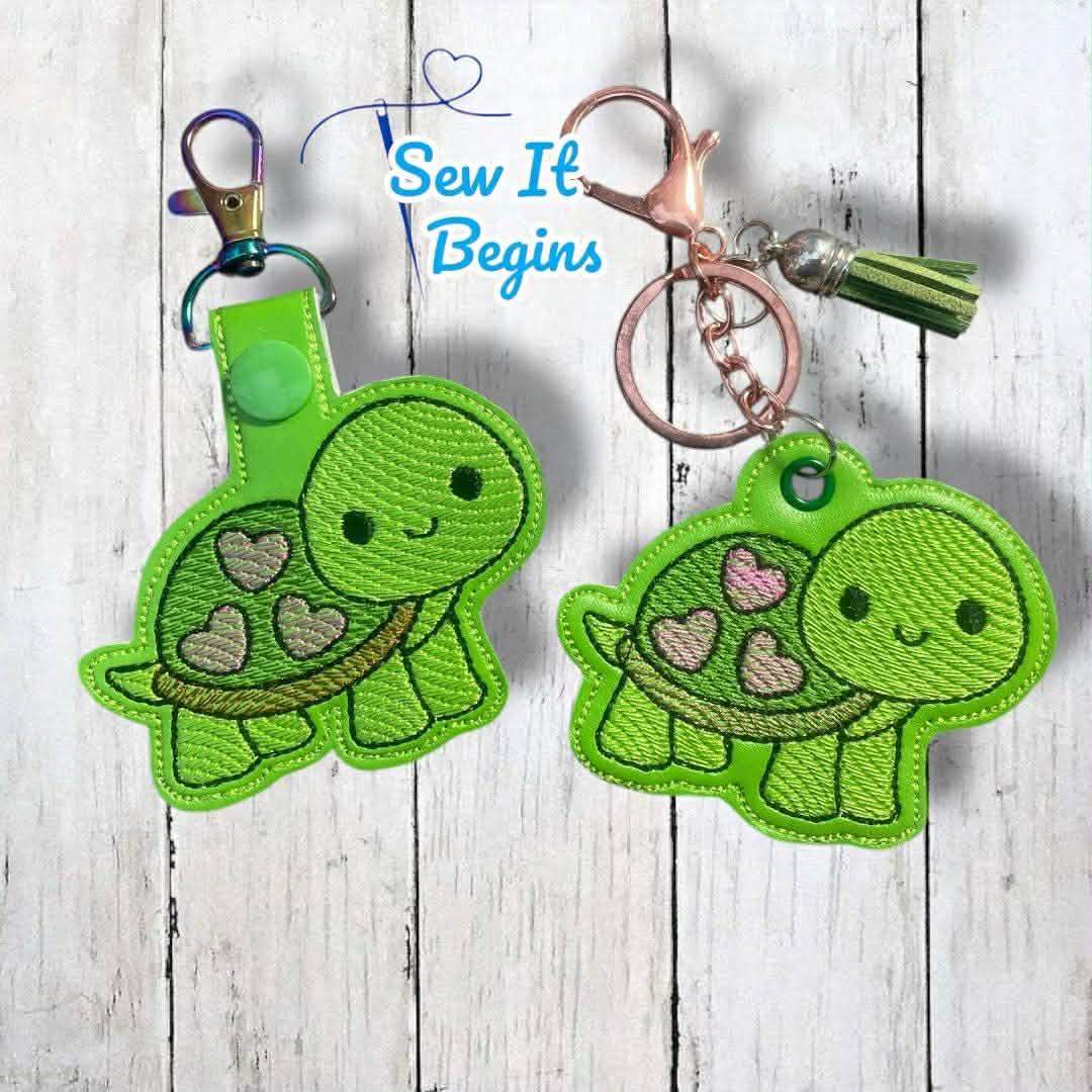 Turtle with Hearts Snap Tab, Eyelet Fob Designs - Digital Download ...