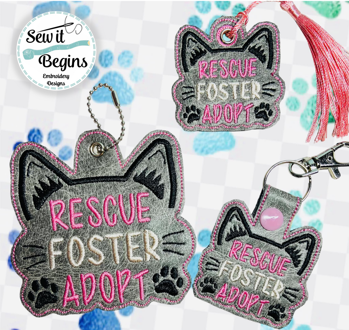 Rescue Foster Adopt Snap Tab, Eyelet Keyrings and Bookmark Set of 3 ...