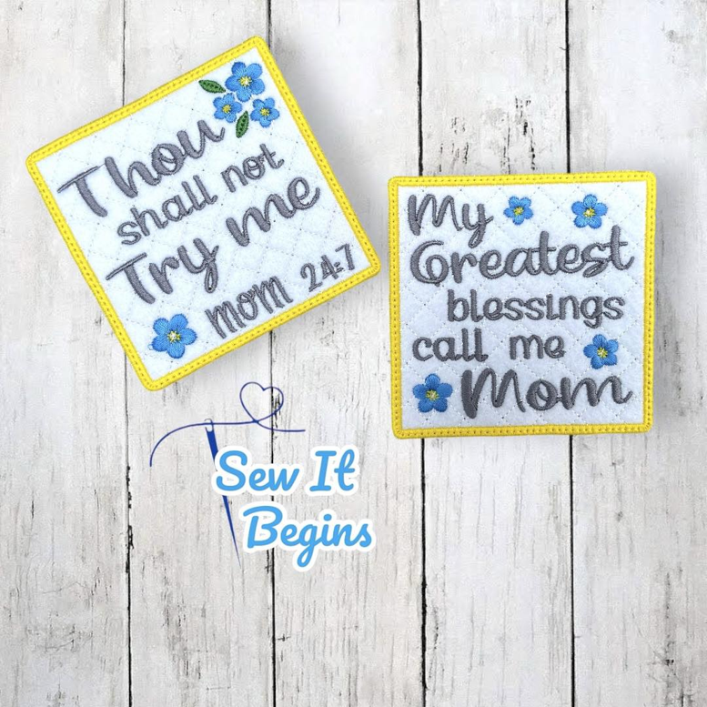 Mom Mam Mum Mothers Day Coasters 4x4 - Digital Download – Sew it Begins ...