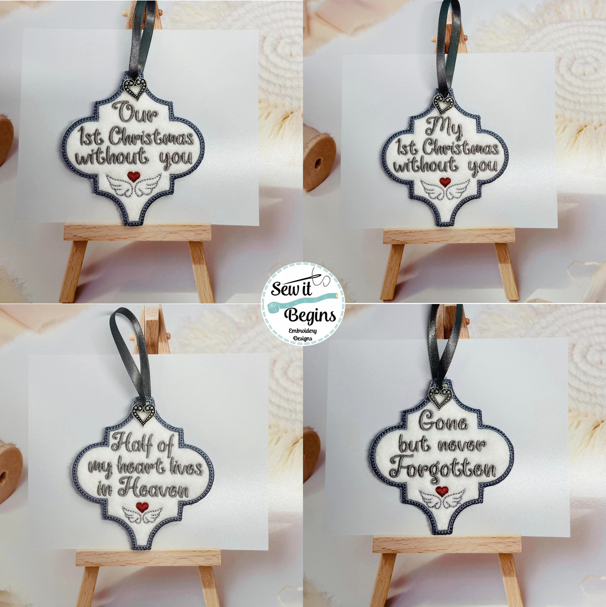 Memorial Memory Remembrance Arabesque Shaped Decorations 4x4 – Sew it ...