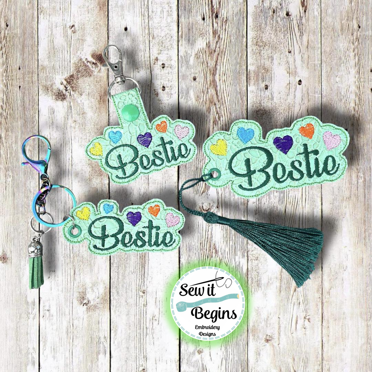 Bestie Best Friend Snap Tab, Eyelet Fob and Book Mark Designs - Digita ...