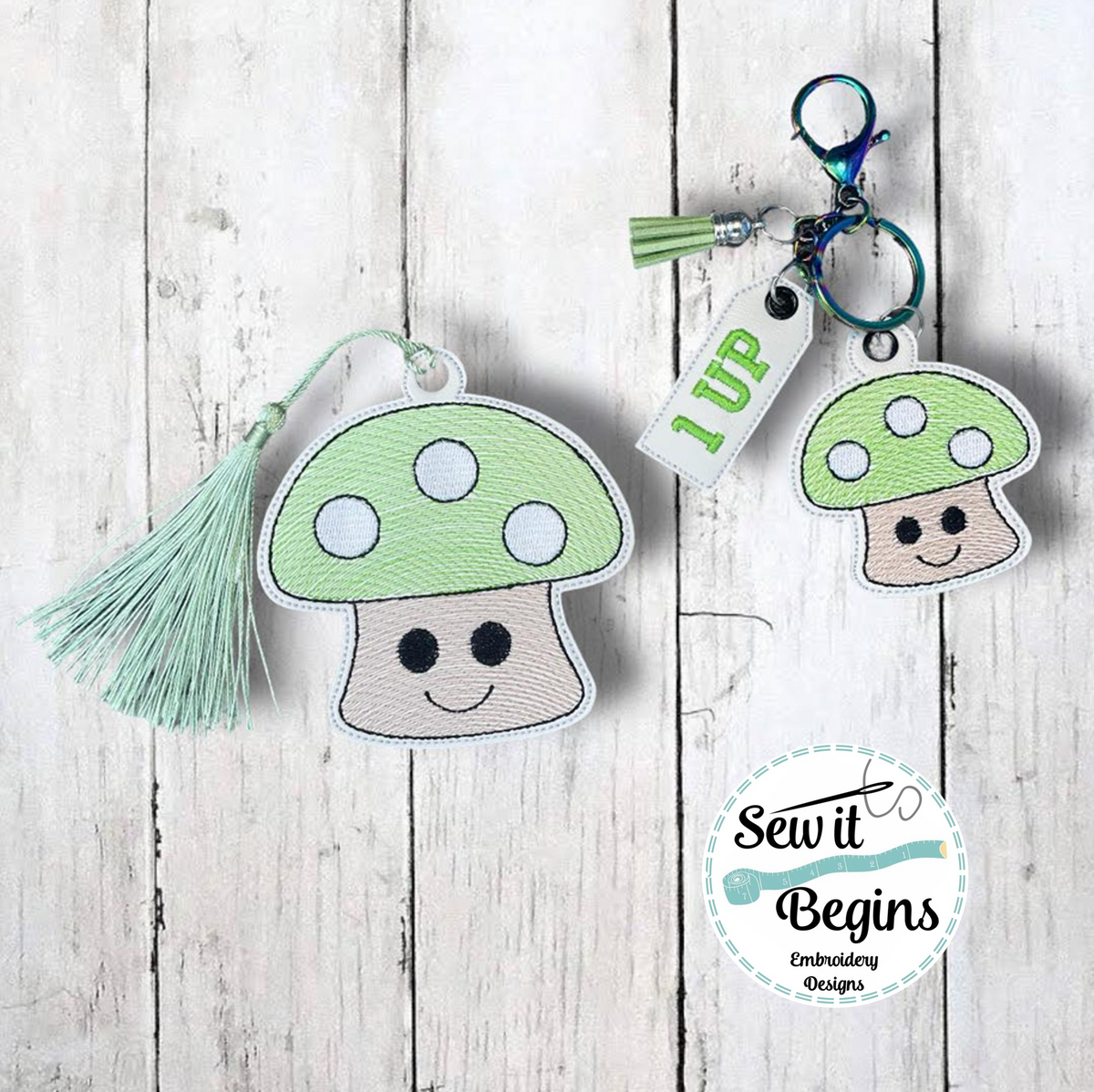 1 UP Magic Mushroom Gamer Icon Book Mark and Feltie Charm and Tag Set ...