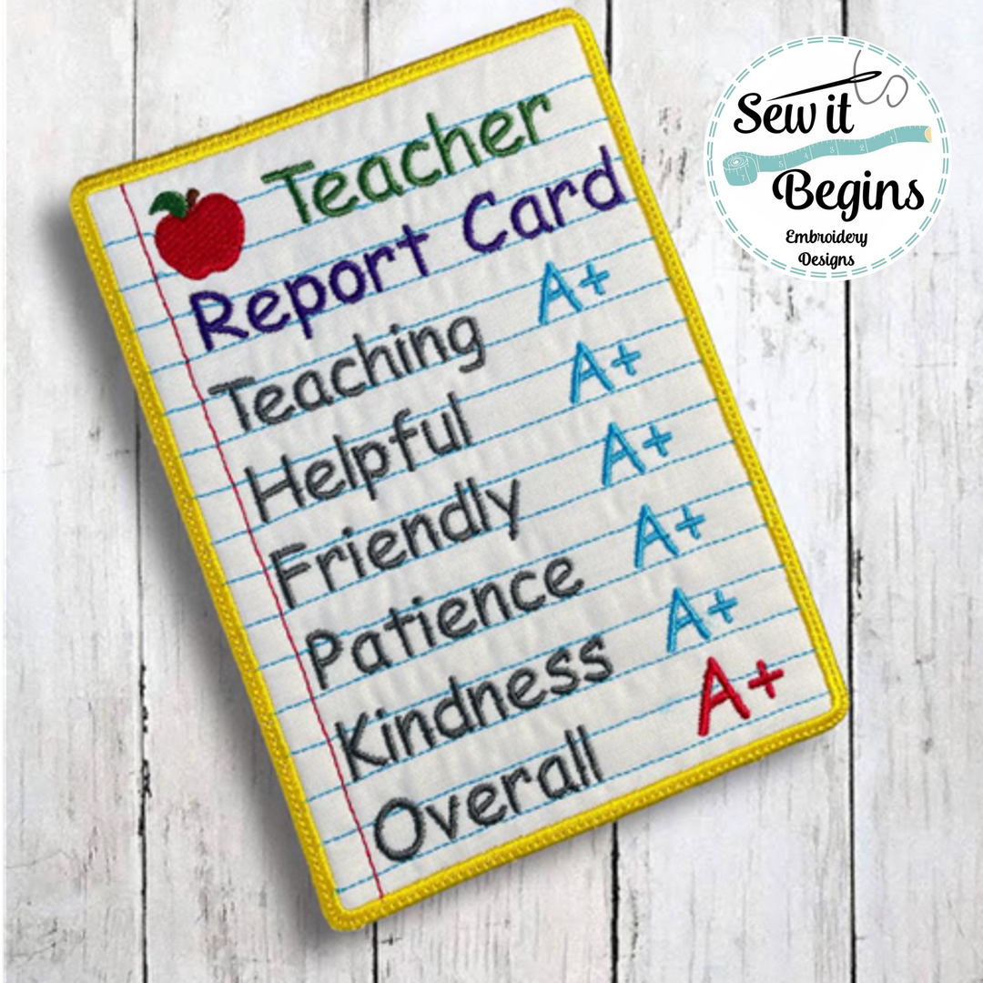 Teacher Report Card Mug Rug 5x7 Design ( set of 2) - Digital Download ...