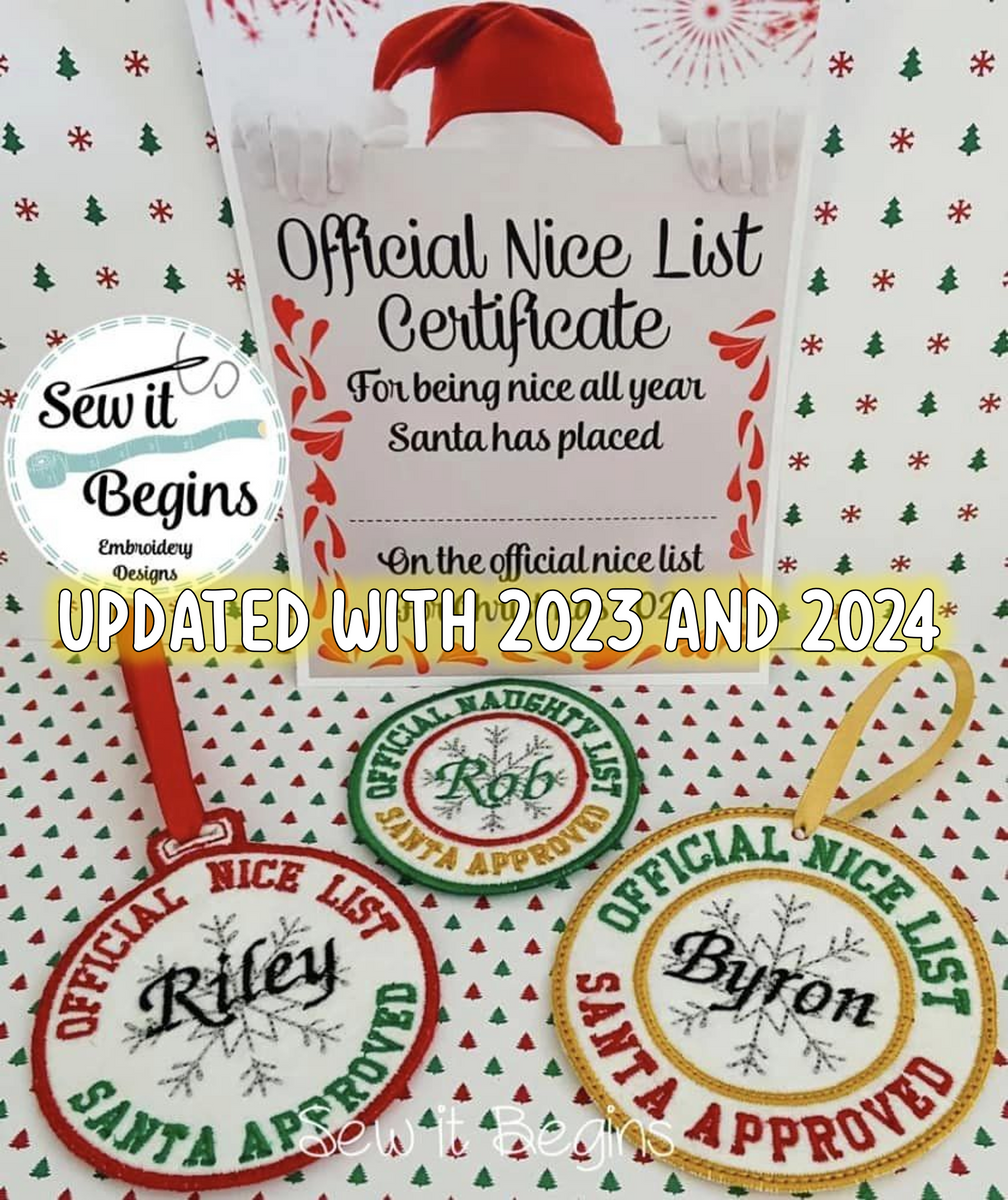 Official Naughty and Nice List Medal, Badge and Hanger Applique, with ...