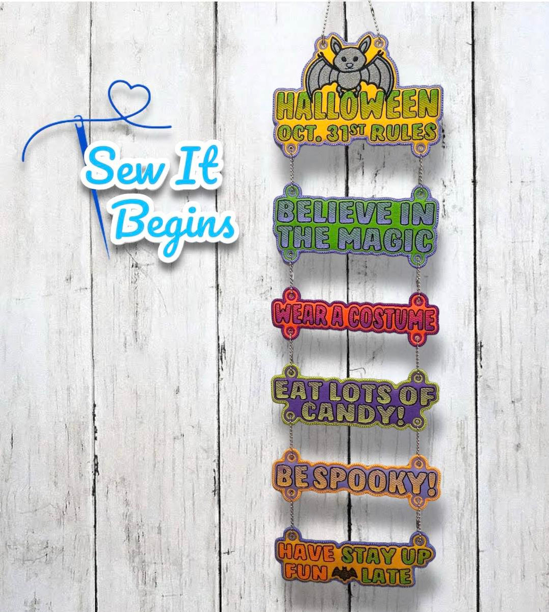 Halloween Rules Large Hanging Sign 5x7 - Digital Download – Sew it ...