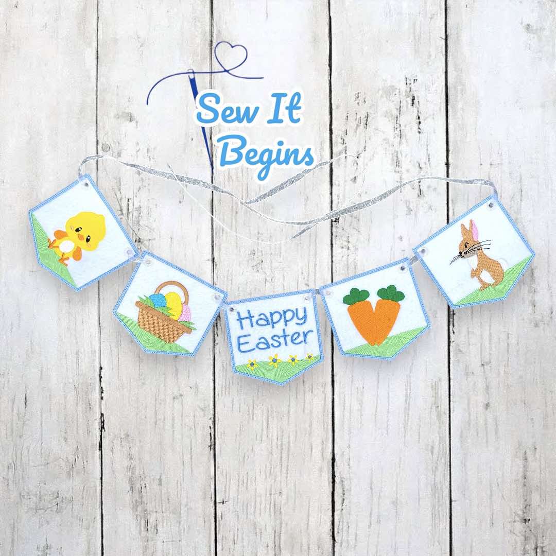 Happy Easter Banner Garland Flags 4x4 - Digital Download – Sew it ...