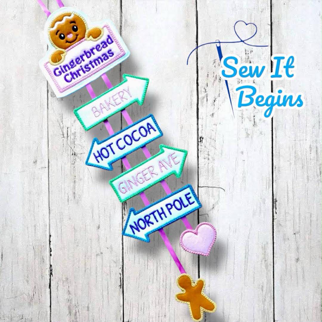 Gingerbread Christmas Road Sign 4x4 - Digital Download – Sew it Begins ...