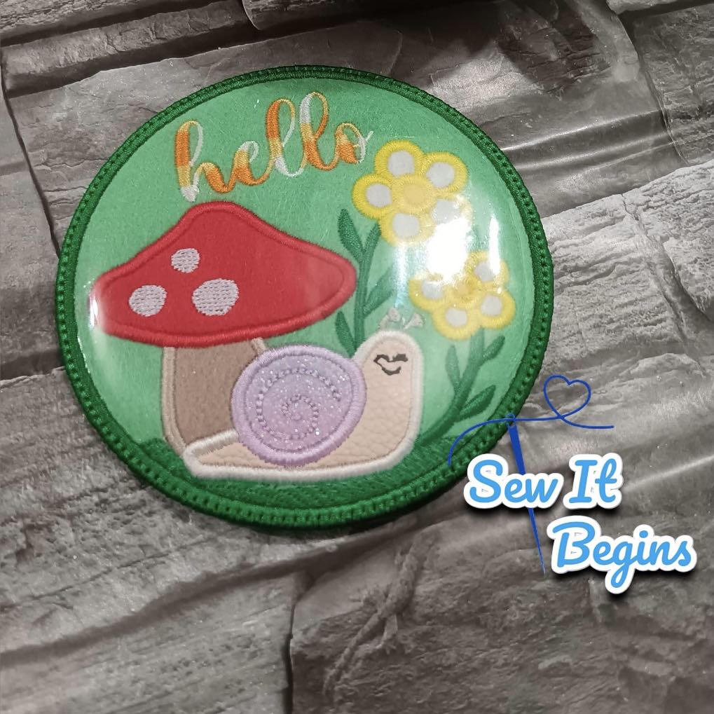 Hello Snail and Mushroom Sign 4", 5", 6" & 8" Circle Decoration - Digi ...