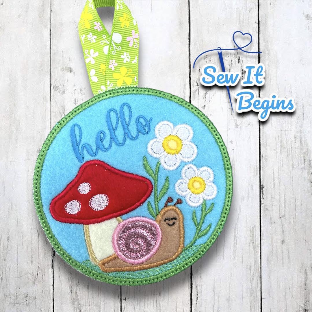 Hello Snail and Mushroom Sign 4", 5", 6" & 8" Circle Decoration - Digi ...