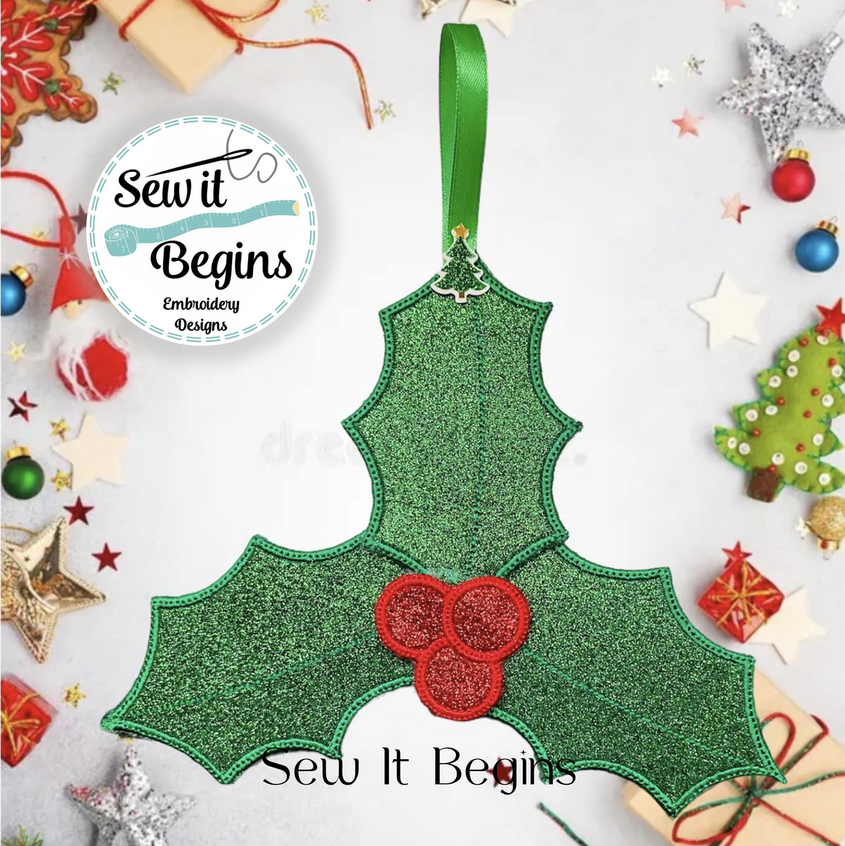 3D Holly Leaves Set Two sizes all in the 4x4 Hoop - Digital Download ...