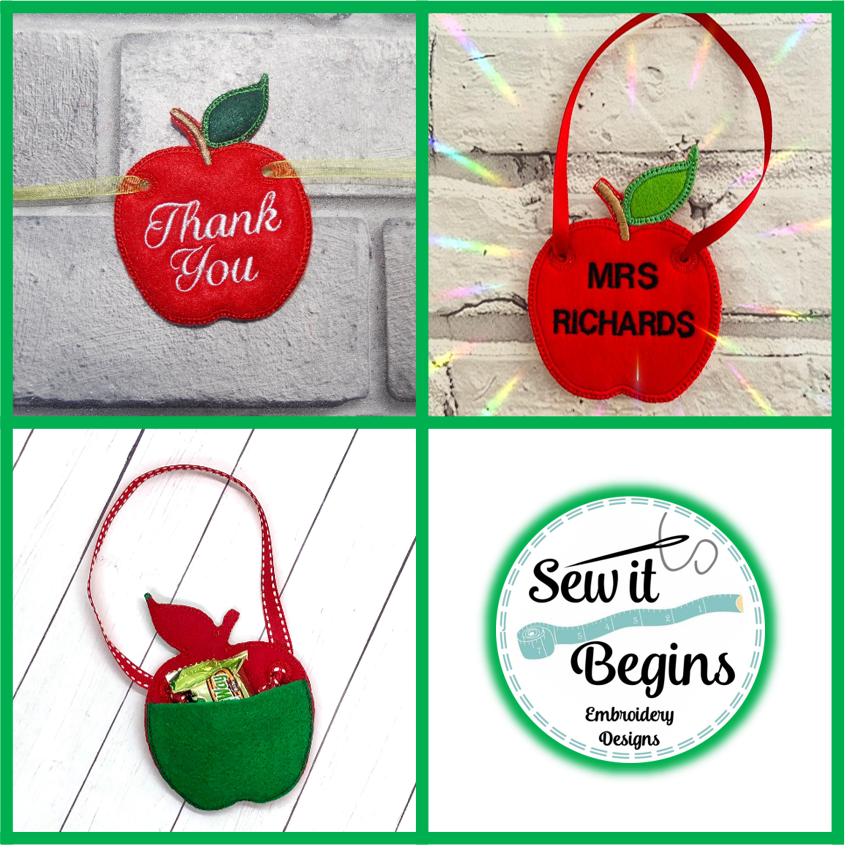 Teacher Thank You Apple Add on Hanging Decoration 4x4 & 5x7 – Sew it ...