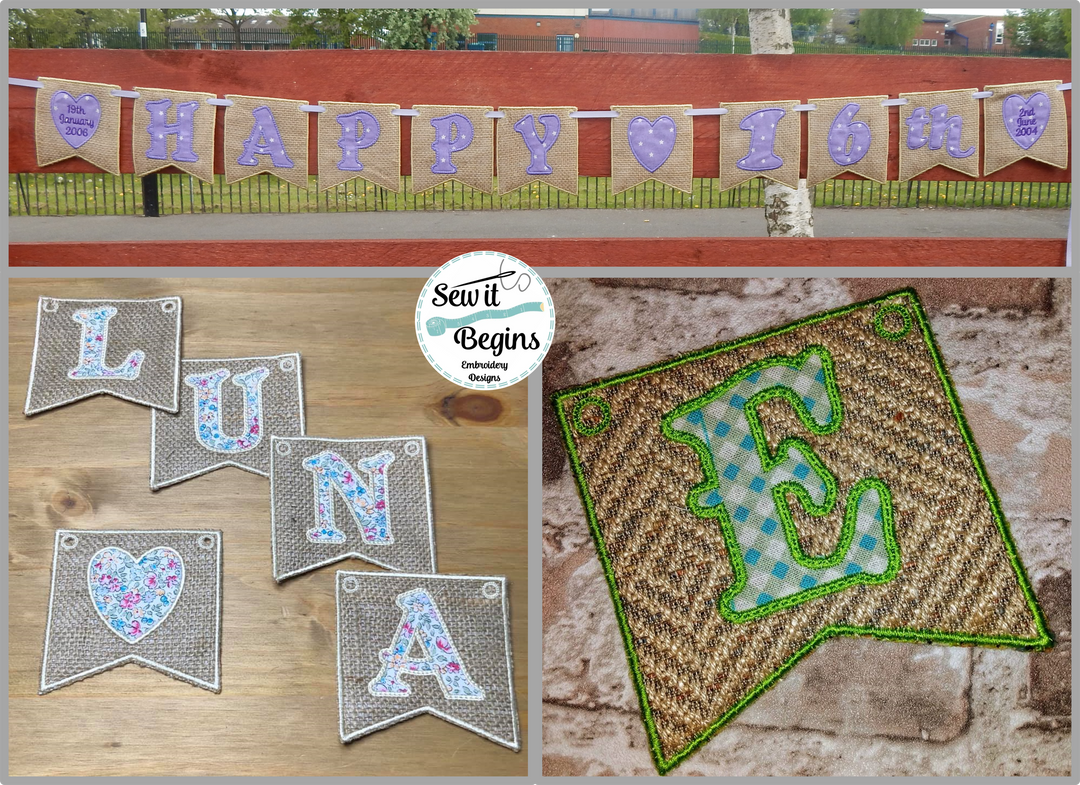 Fancy Bunting Flags with all Letters and Numbers (set of 42 flags) 4x4 ...