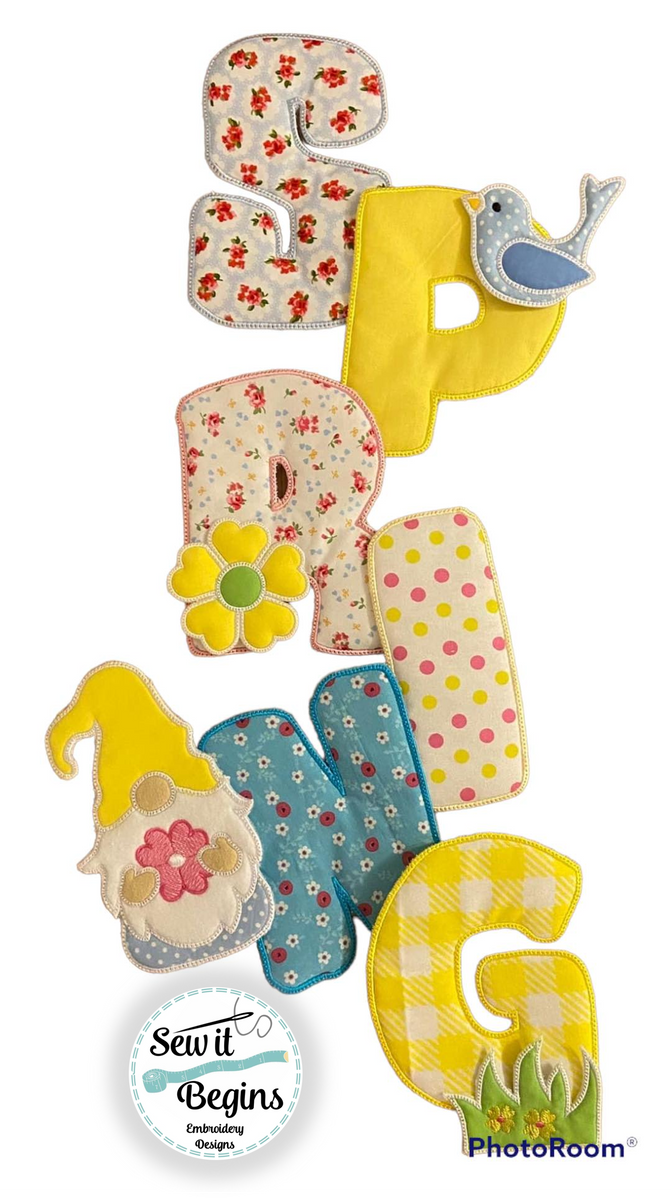 Spring Padded Letter Alphabet Banner 5x7 with Add On Decorations - Dig ...