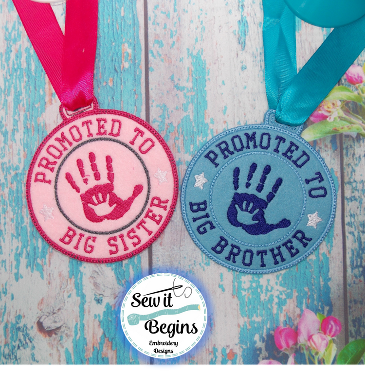 Promoted to Big Brother / Sister 4x4 Badge, Patch and Medal Designs Se ...
