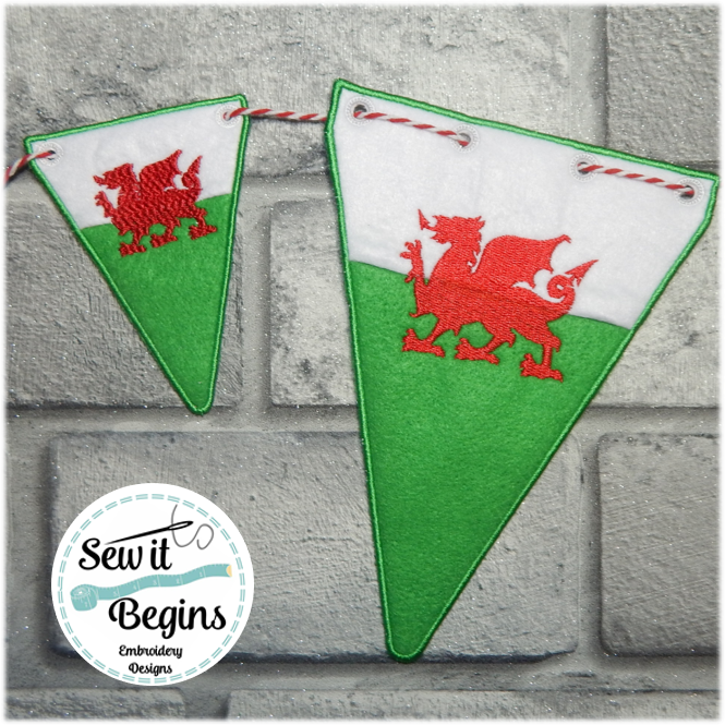 Wales National Flag Bunting Flags set of 7 flags 5x7 & 4x4 – Sew it ...