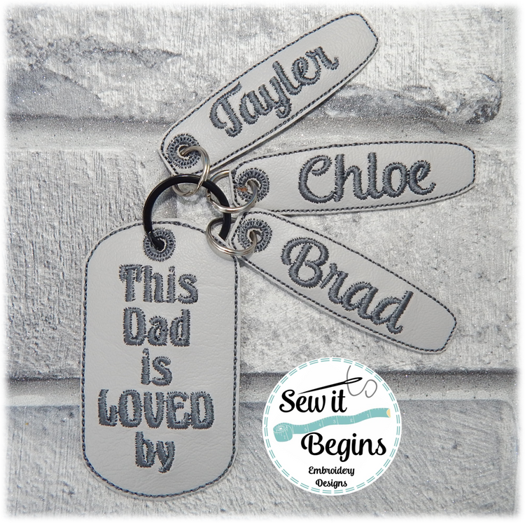 This Dad/Daddy/Grandad is Loved By.. Dog Tag Style Key Ring Fob – Sew ...