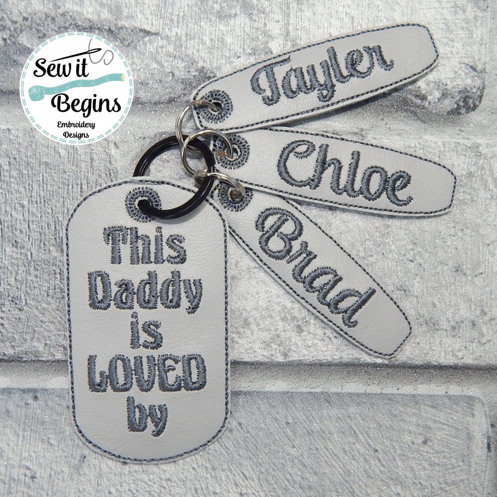 This Dad/Daddy/Grandad is Loved By.. Dog Tag Style Key Ring Fob – Sew ...