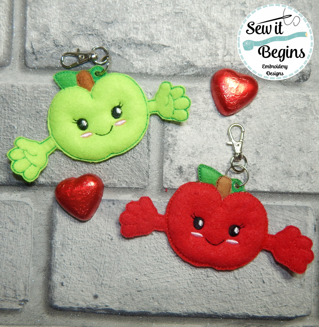 Pocket Pal Hug Me Teacher Apple Eyelet Keyring Key Fob Design – Sew it ...