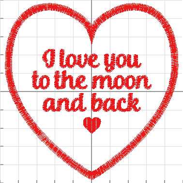 Digital Embroidery Design. 4 inch heart shaped I love you to the moon ...