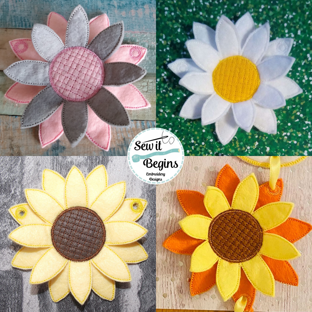 3D Sunflower In The Hoop Design 100mm (4 inch) - Digital Download – Sew ...
