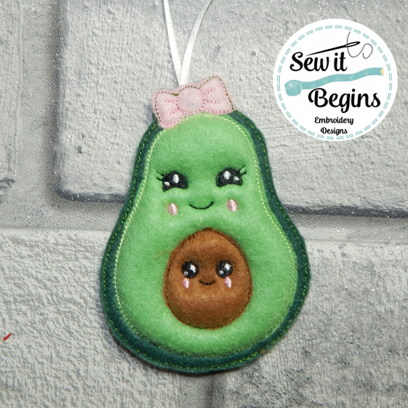 Set of 3 Cute Kawaii Avocado Hangers In The Hoop 4x4 – Sew it Begins ...