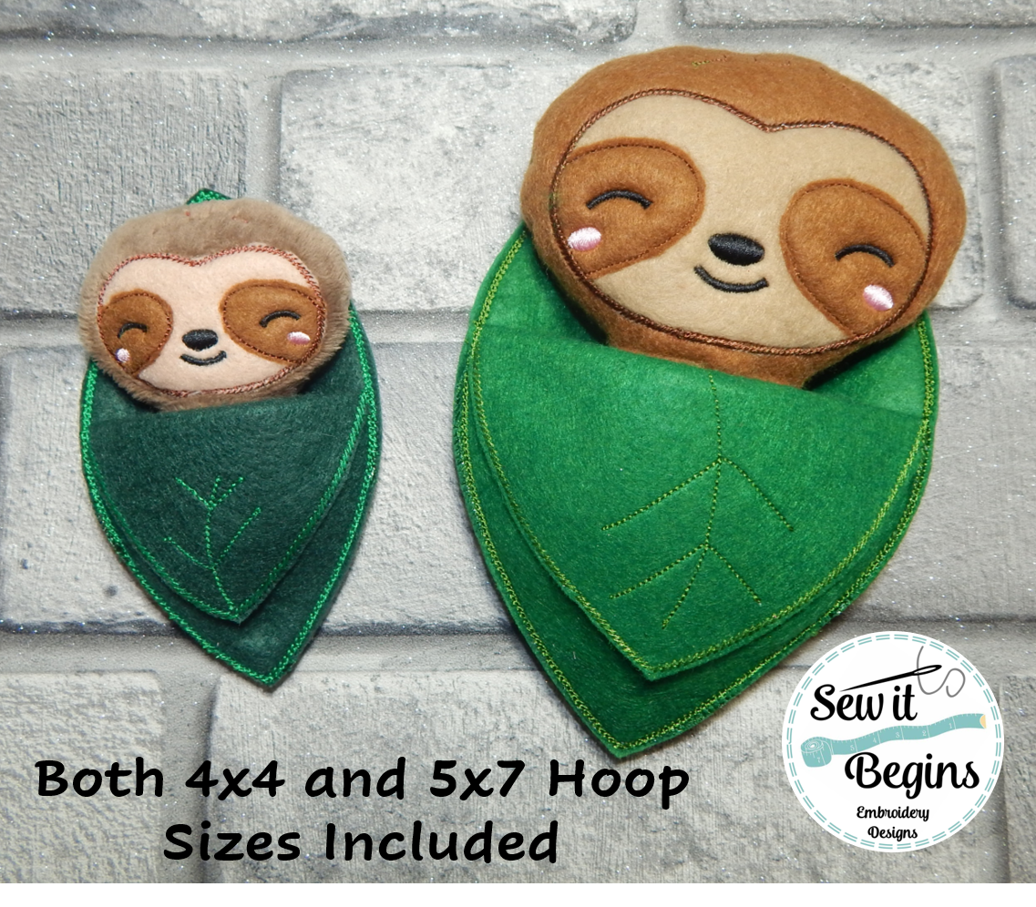 Baby Sleeping Sloth in Leaf Bed ITH Stuffie (4x4 & 5x7) – Sew it Begins ...