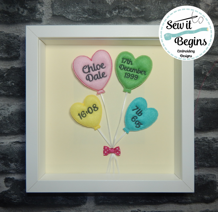 3D Balloon Birth Announcement Large Felties 4 sizes included – Sew it ...