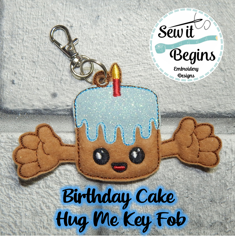 Pocket Pal Hug Me Birthday Cake Eyelet Keyring Key Fob Design – Sew it ...