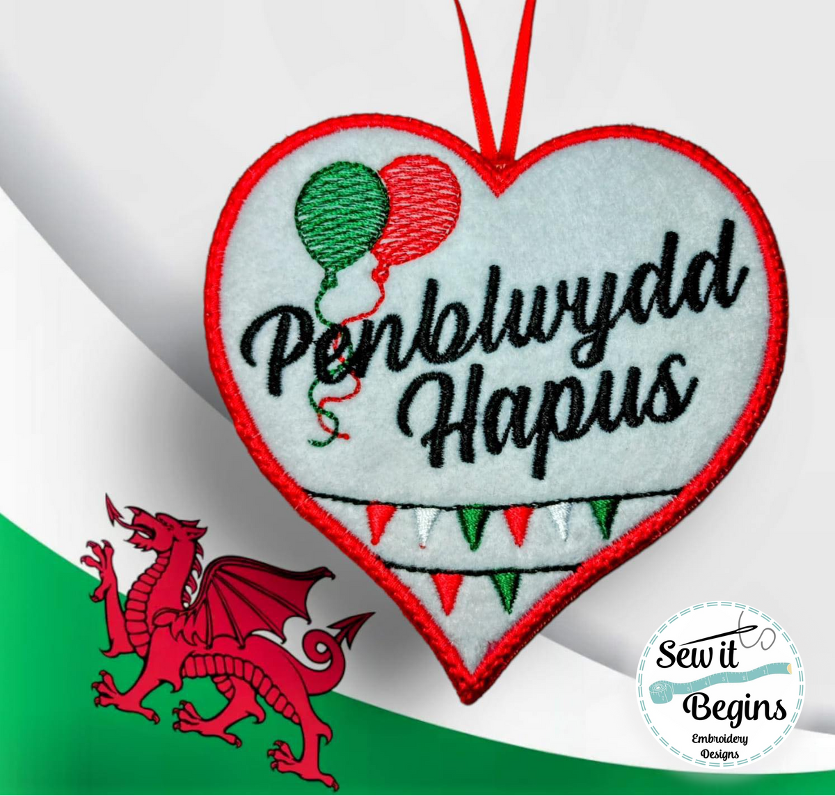 Welsh Happy Birthday Heart Hanging Decoration 4x4 - Digital Download ...