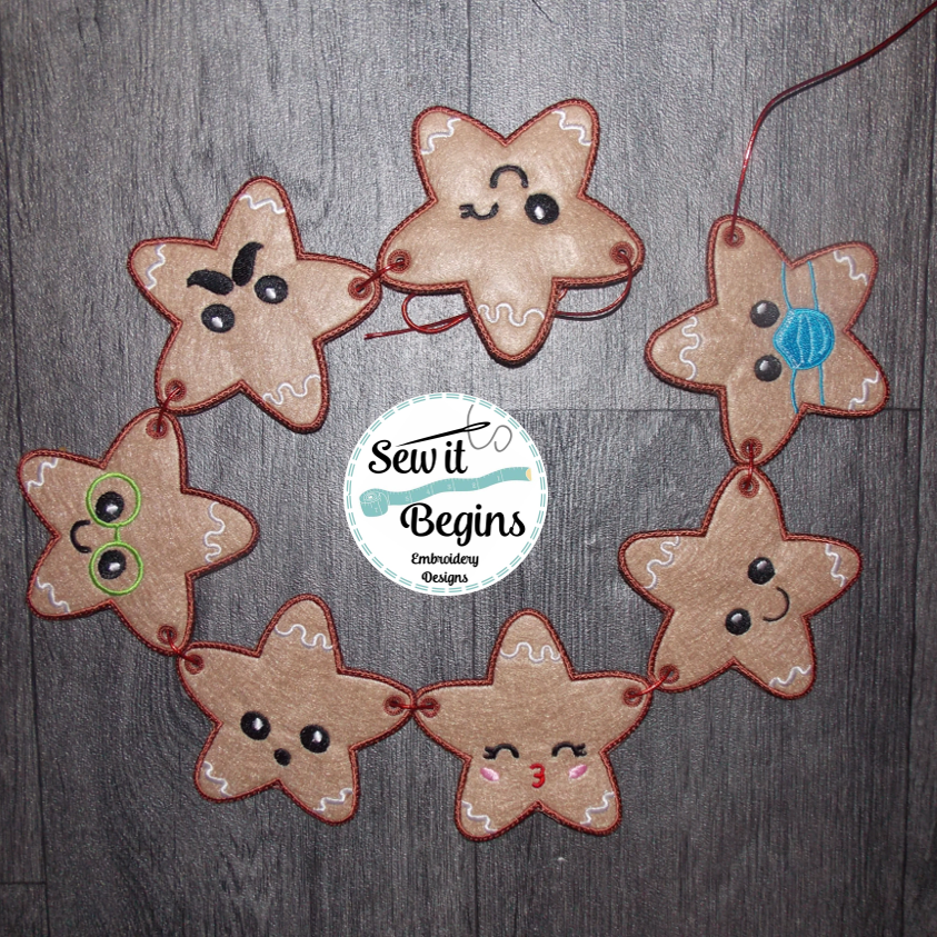 Happy Gingerbread Stars Banner 8 designs included – Sew it Begins ...